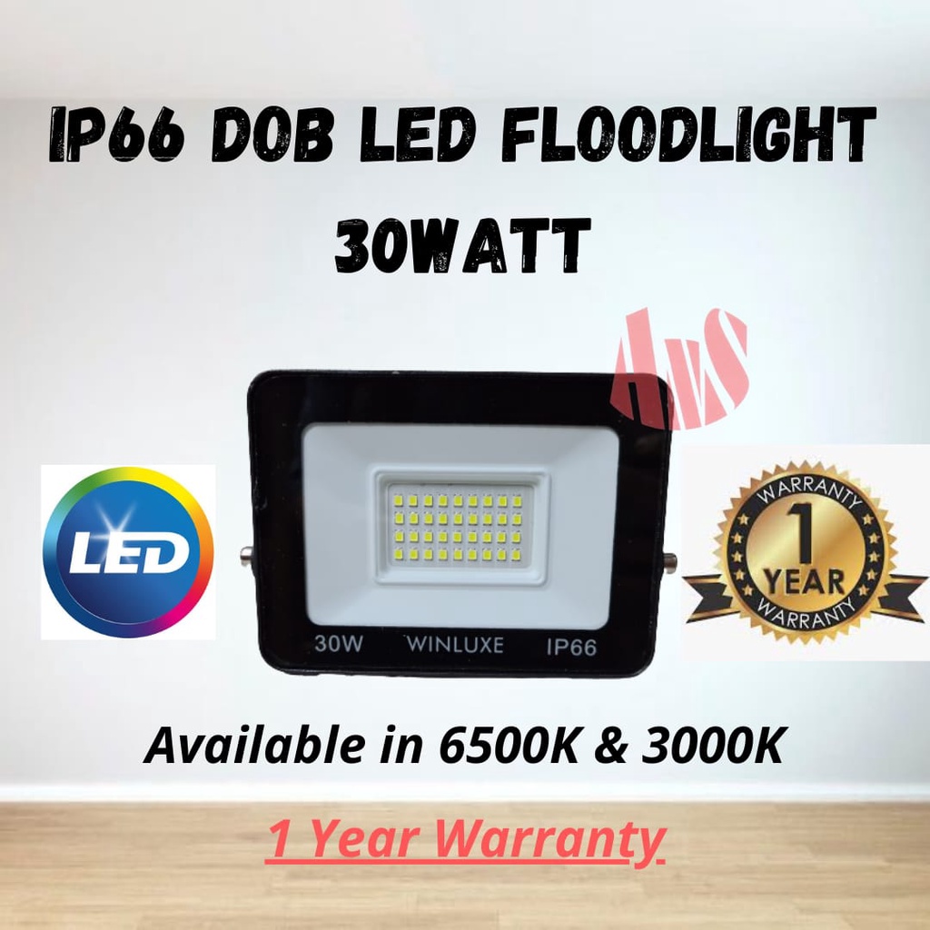 30W DOB LED FLOODLIGHT 6500K 3000K SPOTLIGHT IP66 WEATHERPROOF | Shopee Malaysia