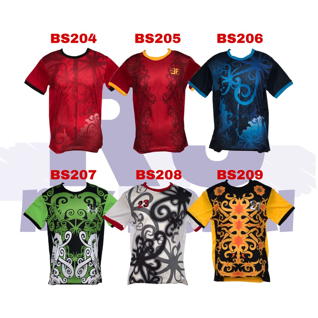 Unisex Baju Corak Batik Sabah & Sarawak Round Neck Jersey Material ...