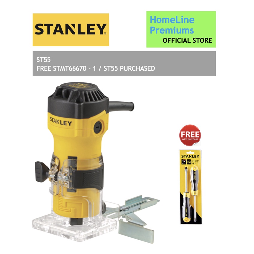 STANLEY ST55 CORDED TRIMMER 6.35MM 550W + FREE STANLEY STMT66670 ...