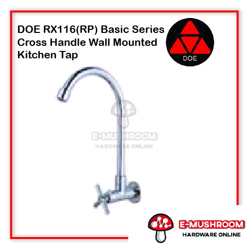 DOE RX116(RP) Basic Series Cross Handle Wall Mounted Kitchen Tap ...