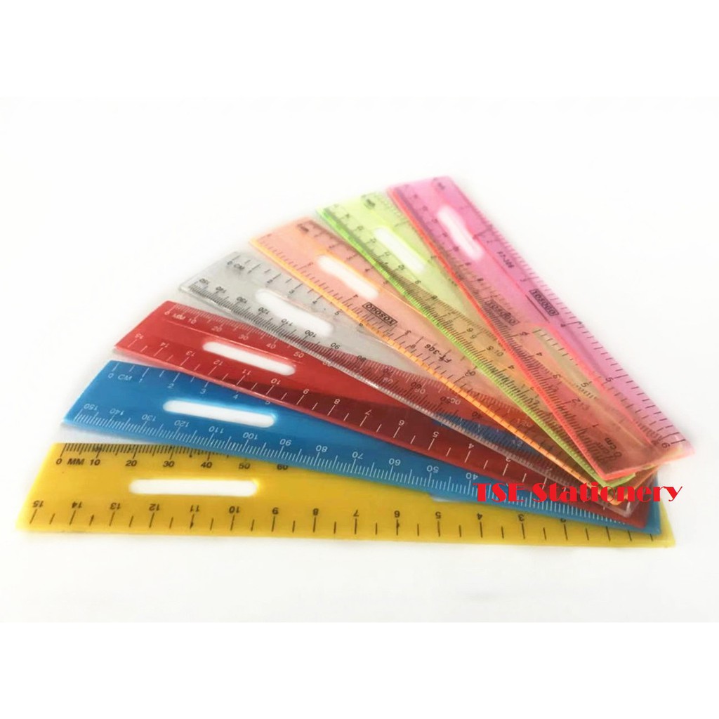 15cm / 6 Inch Plastic Ruler / Pembaris Murid Plastik Warna Budget ...