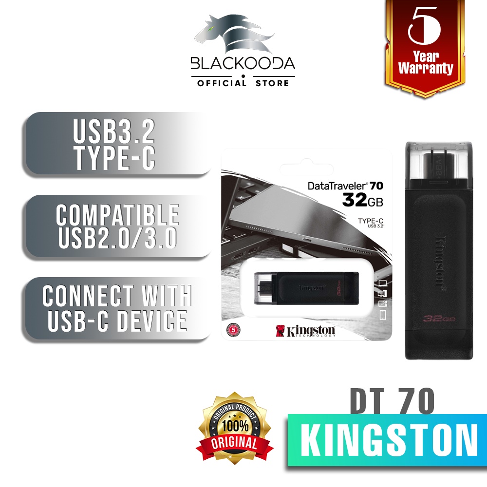 Kingston DataTraveler 70 DT70 USB-C Flash Drive (128GB/64GB/32GB ...