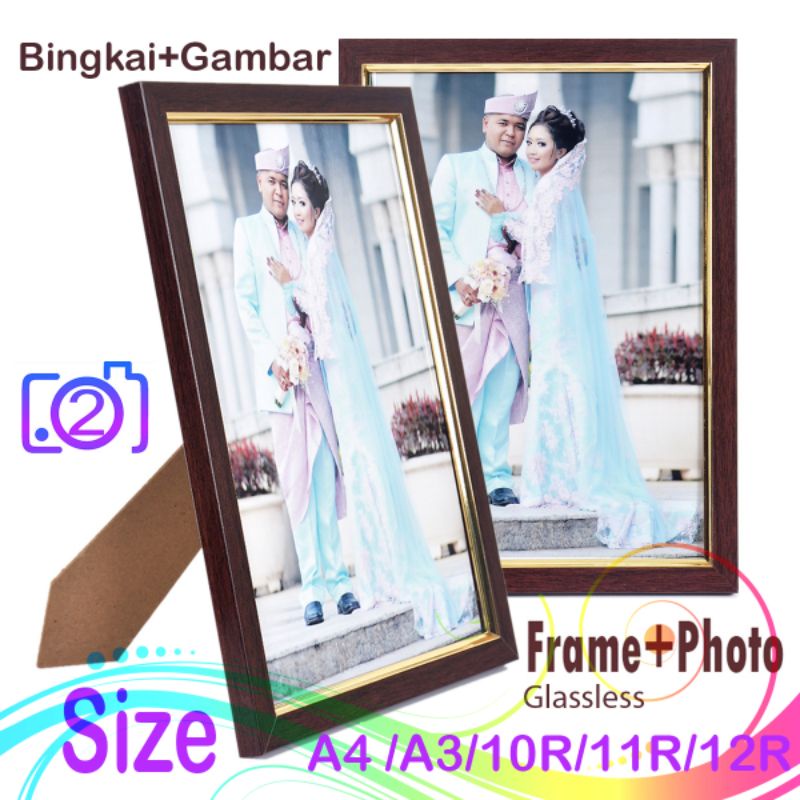 Photo with frame #sizeA4 to 12R# gambar dan bingkai (glassless ...