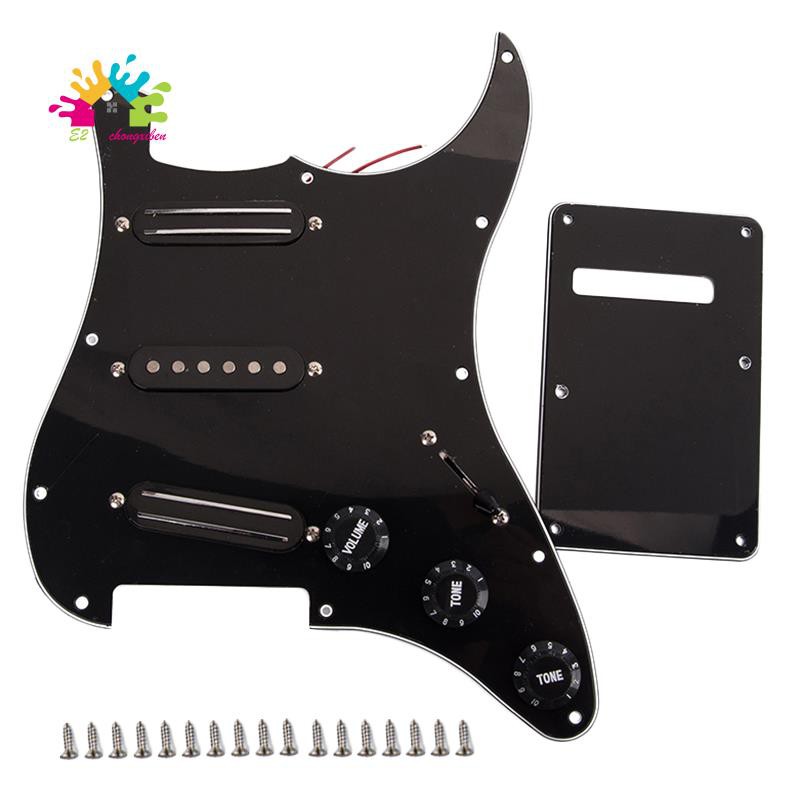 Black 3-Ply Sss Dual Rail Pickups Loaded Prewired Guitar Pickguards For ...