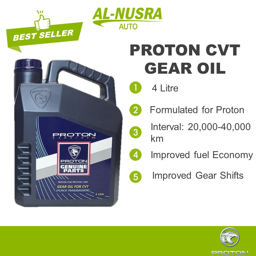 PROTON CVT GEAR OIL 4L CONTINUOUSLY VARIABLE TRANSMISSION FLUID MINYAK ...
