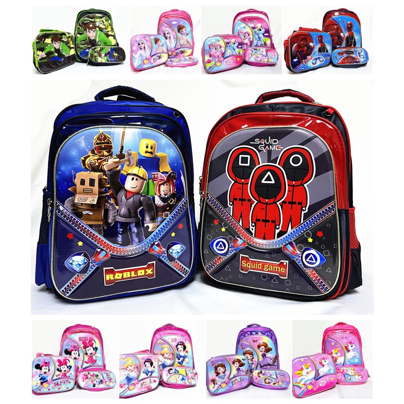 Cartoon Roblox Squid Game Primary School Bag Lunch Bag Pencil Box 3 in ...