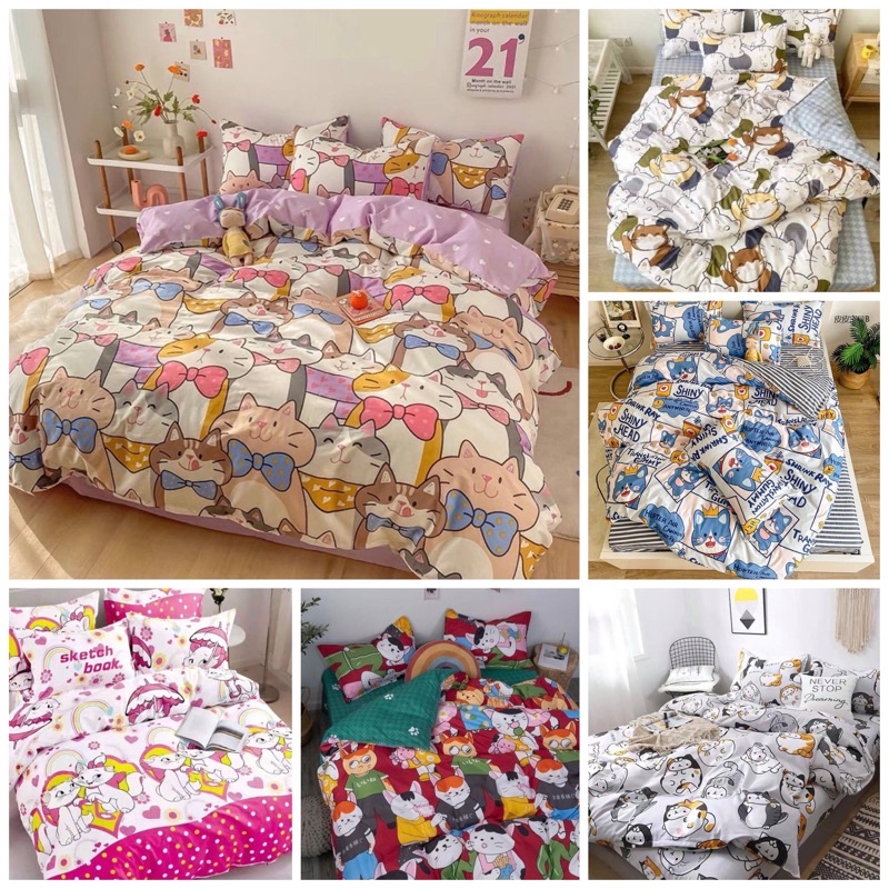 SET CADAR 6IN1 COMFORTER CORAK CAT / KUCING FIT QUEENKING | Shopee Malaysia