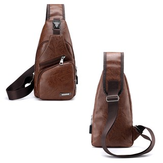 Beg Sandang Lelaki Kulit | Leather Crossbody Bag/Messenger Bag with USB ...