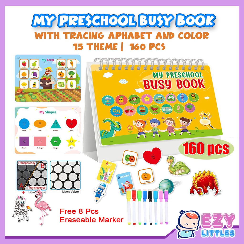 EZYLITTLES My First Preschool Busy Book Quiet Book Tracing Writing ...