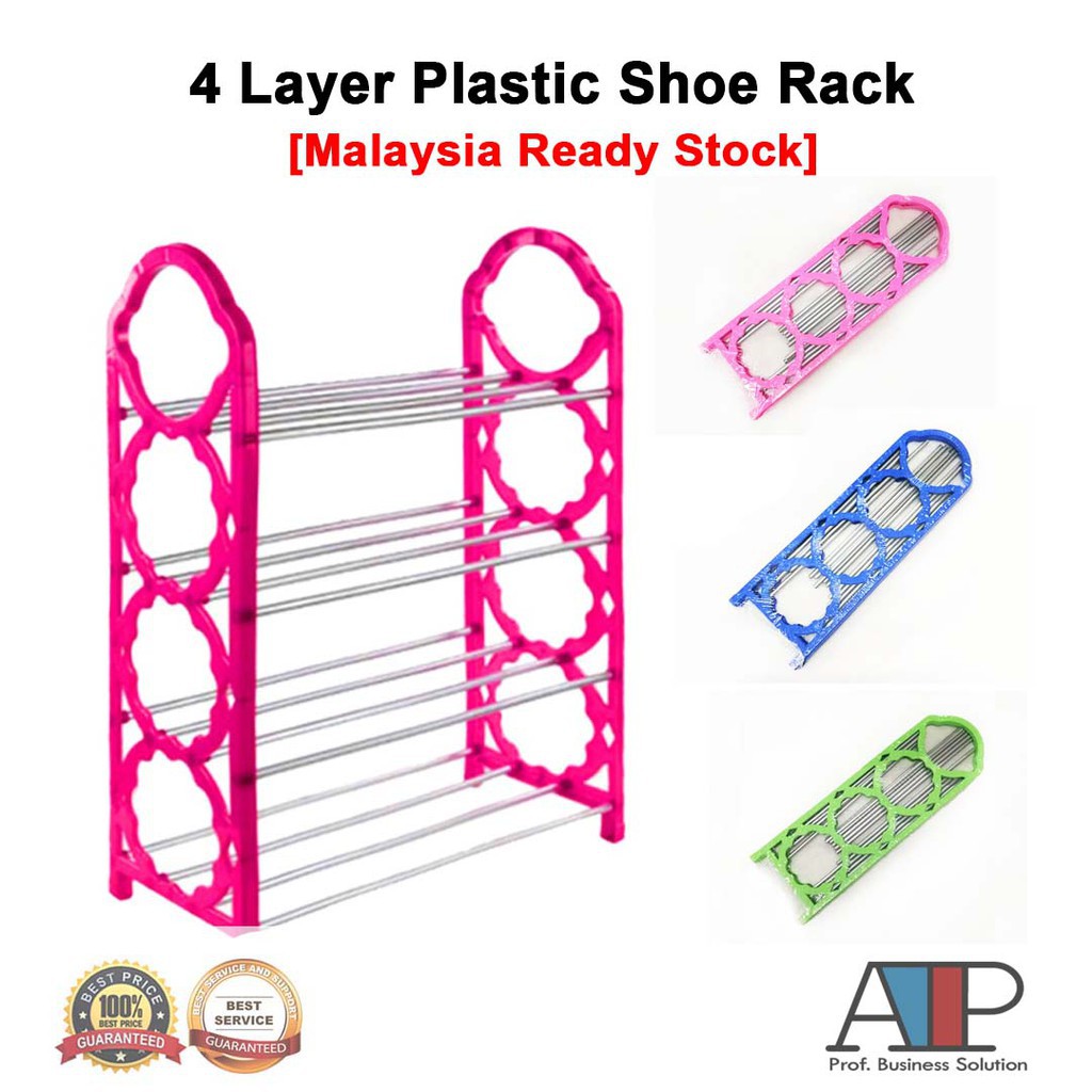 4 Layer Plastic Shoe Rack Organizer Cabinet Rak Kasut | Shopee Malaysia