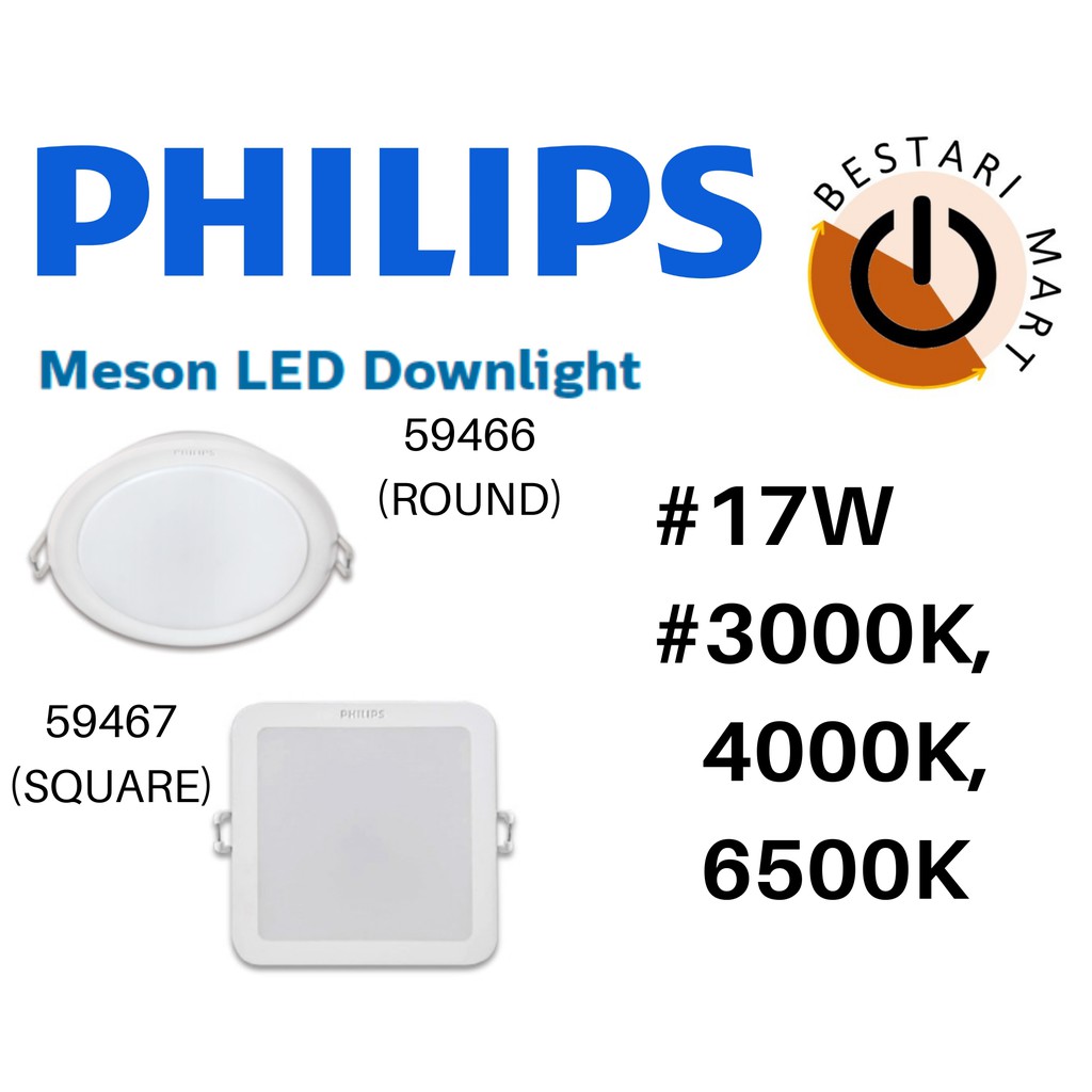 PHILIPS 59466(ROUND) / 59467(SQUARE) 17W (3000K / 4000K / 6500K) - 6 ...