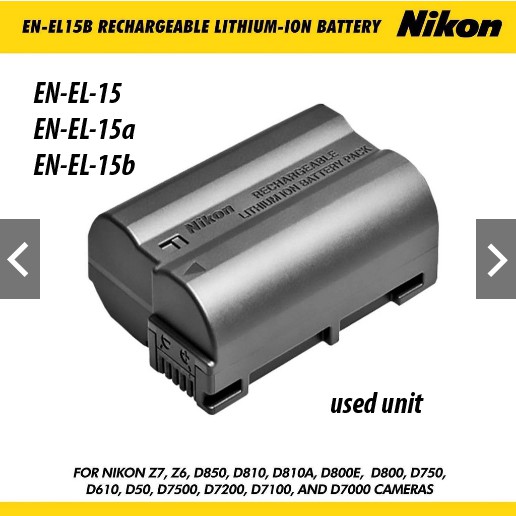 Nikon EN-EL15a / 15b / 15 Rechargeable Lithium-Ion Battery (used ...