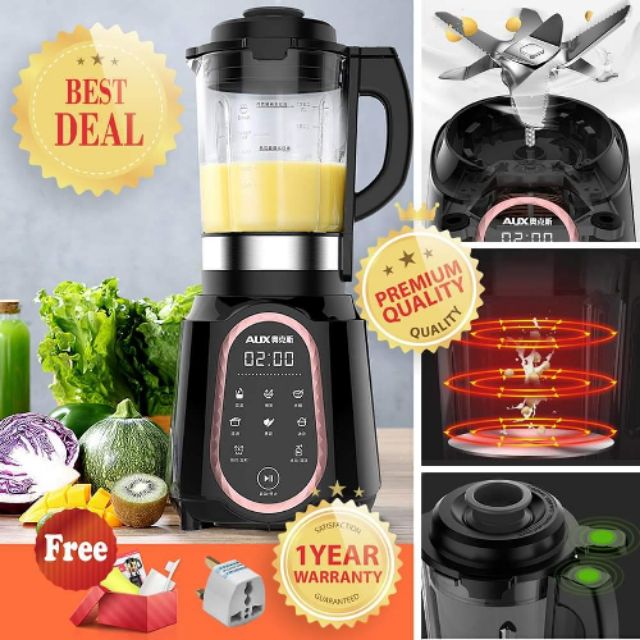 AUX HX-PB9215 High-speed 8-point Blade BPA-Free High Borosilicate Glass Blender with Heating ...