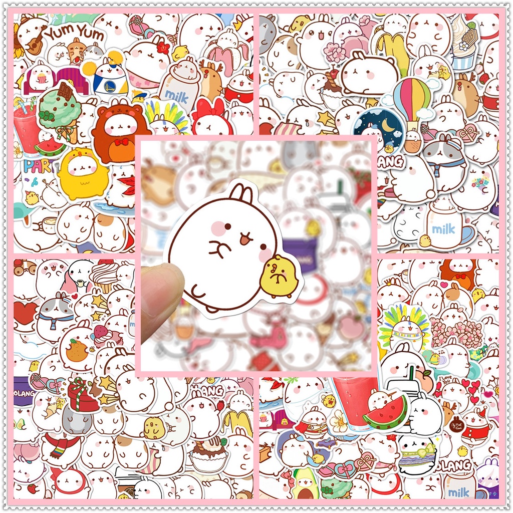 100Pcs/Set Molang Series A Stickers Kawaii Korea Pets Rabbit DIY ...