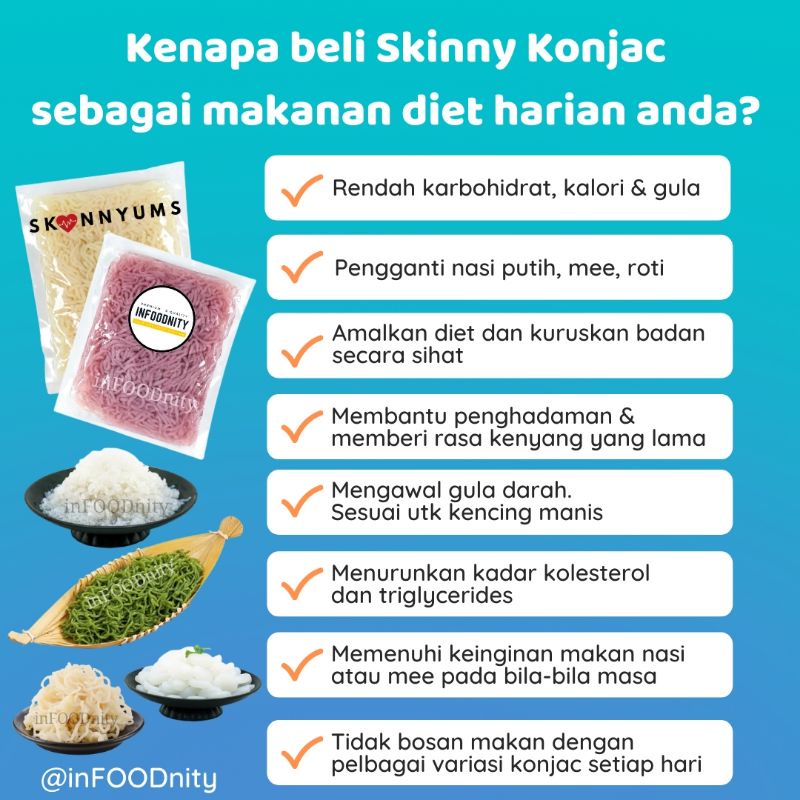 SKINNY KONJAC Noodles Shirataki Noodles Mee Konjac Rice Mi Konjac Nasi ...