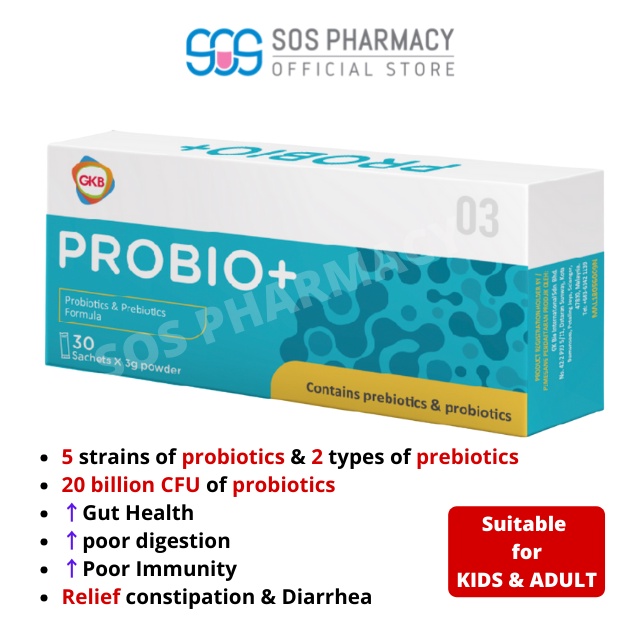 GKB Probio+ (Probiotics & Prebiotics Formula) 3g x 30 Sachets | Shopee ...