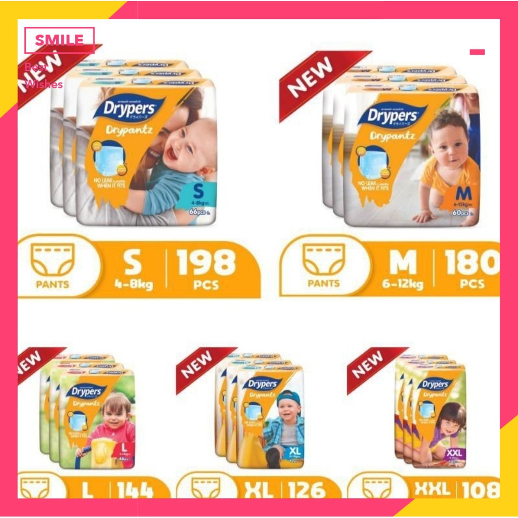 DRYPERS DRYPANTZ S/ M/ L/ XL/ XXL - (1box 3packs) | Shopee Malaysia