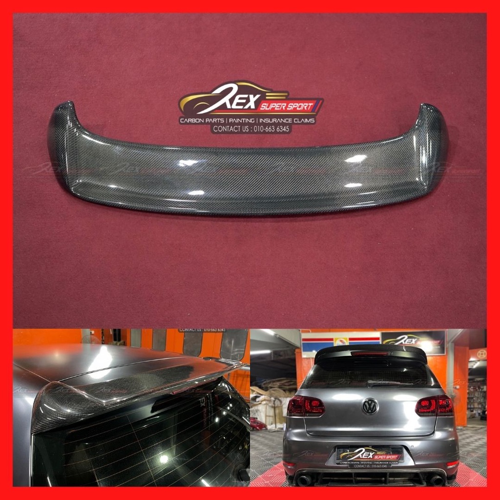 VW Volkswagen Golf MK6 GTI / R Revozport Big Spoiler Real Forged Carbon ...