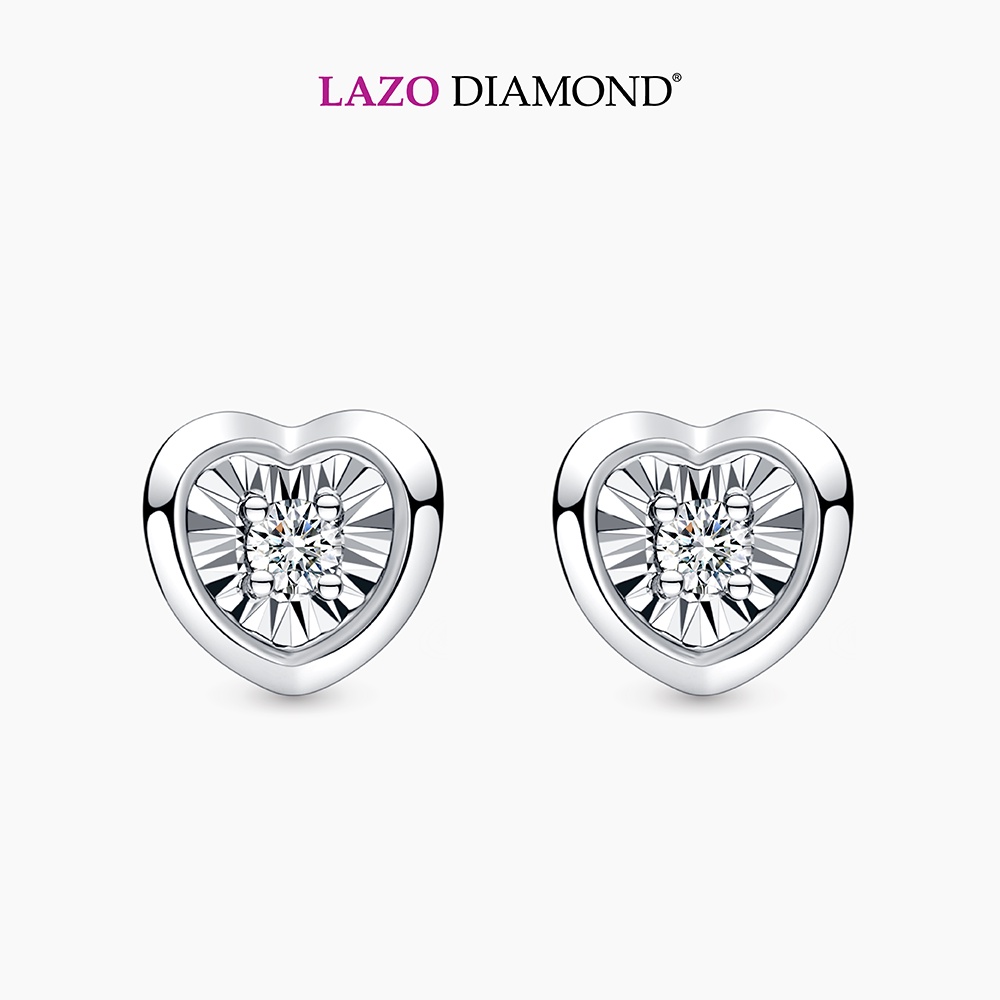 LAZO DIAMOND The Miracle Heart Diamond Stud Earrings in 9k White Gold ...