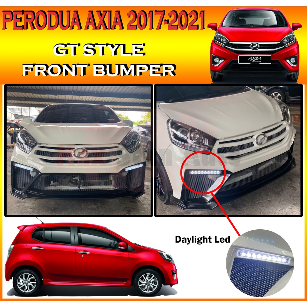 PERODUA AXIA 2017-2021 GT STYLE FRONT BUMPER WITH DAYLIGHT LED (GT ...