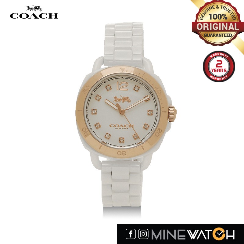 Coach Tatum 24mm Crystal White Dial Ceramic Ladies Watch 14502752 ...
