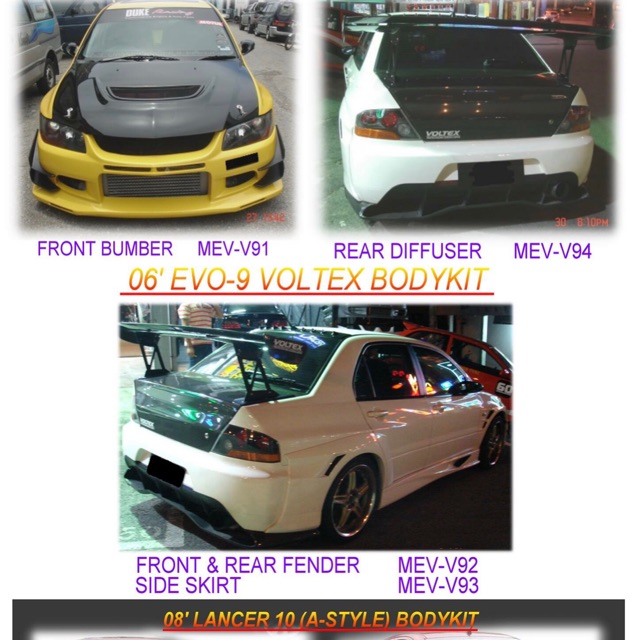 Mitsubishi evo 7 8 9 conversion Vortex voltex wide Bodykit body kit ...