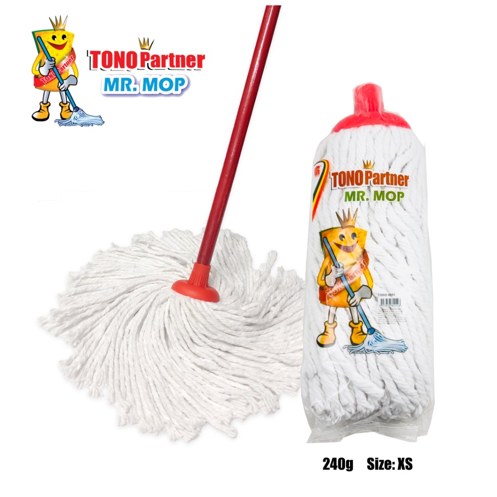 Mr Mop XS Size Cotton Flooring White Mop Lantai Putih Classic Mop Set ...