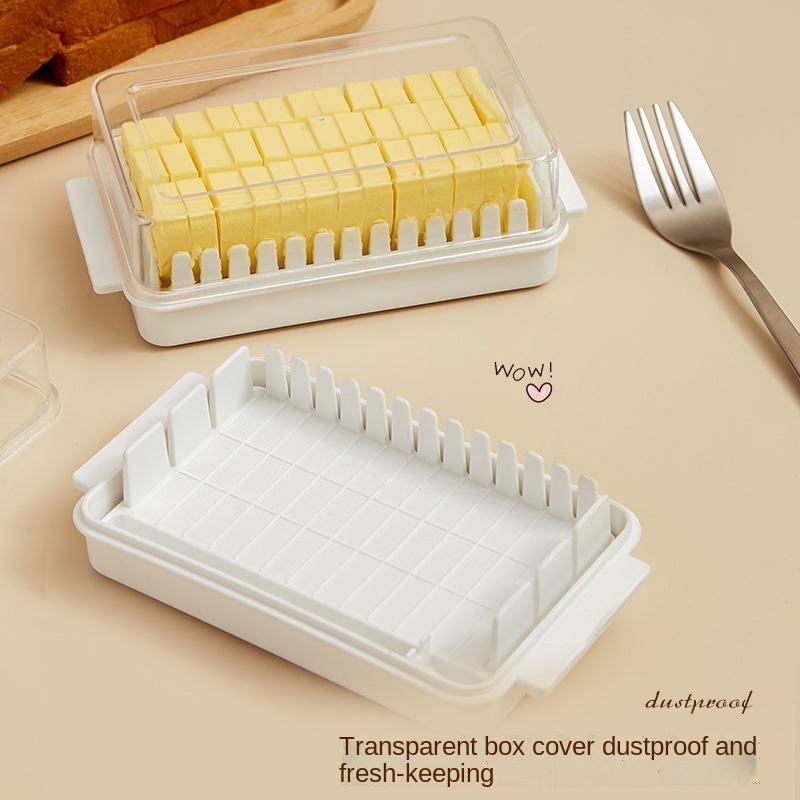 Japanese-style rectangular cheese slice storage box with lid, butter ...