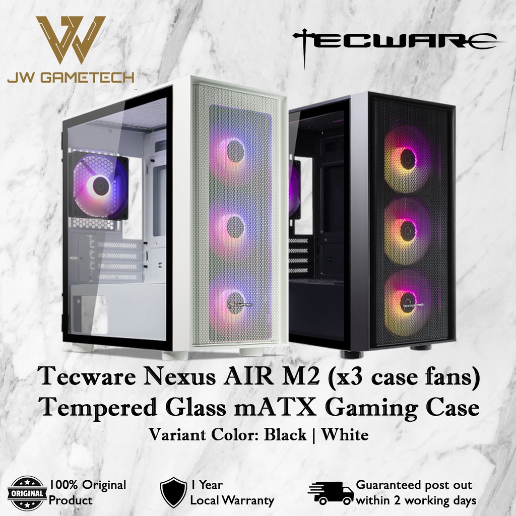 Tecware Nexus AIR M ARGB TG mATX Gaming Case - Black | White | Shopee ...