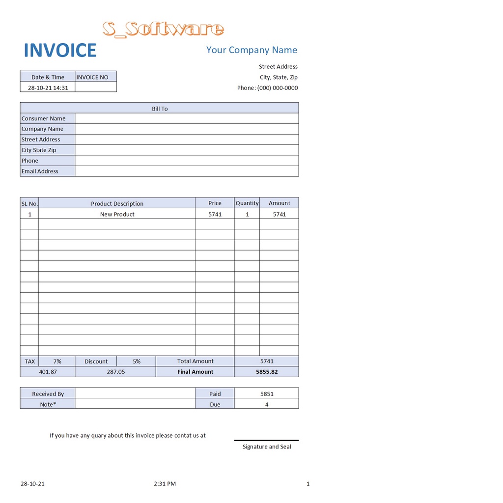 Template Invoice Digital Excel | Shopee Malaysia