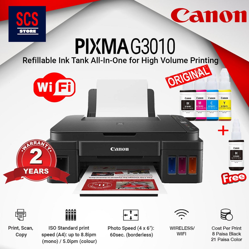 Canon Pixma G3010 Ink Efficient 3 in 1 inkjet Printer | Shopee Malaysia
