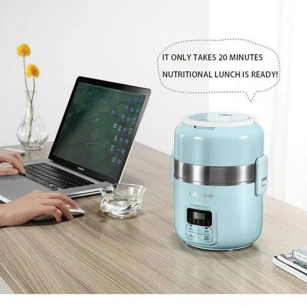 Bear Electric Lunch Box Portable Heating 3-Layers Stainless Multi Mini Rice Cooker (2L) DFH ...