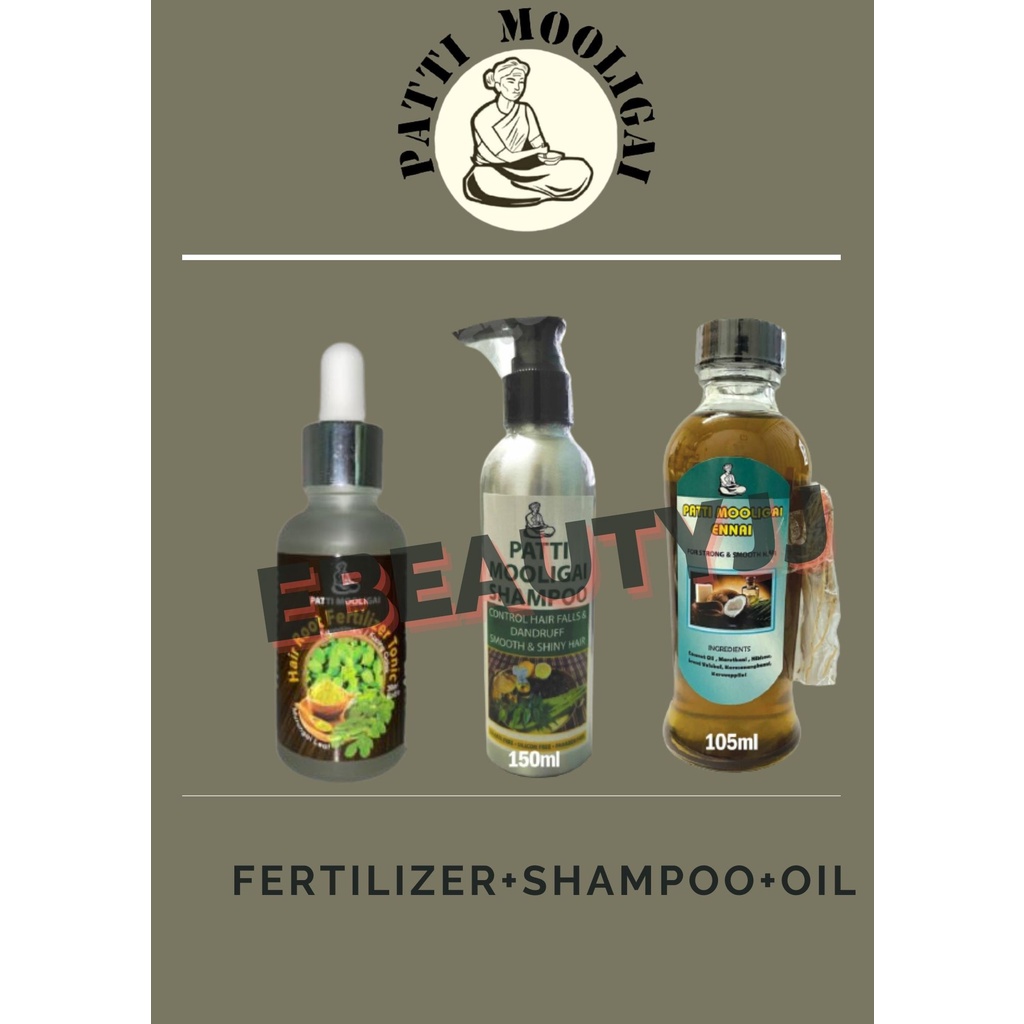 {Ready Stock}Patti Mooligai Hair Oil + Shampoo + Hair Root Fertilizer ...