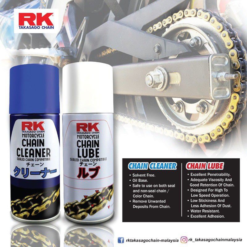 RK CHAIN CLEANER, CHAIN LUBE SPRAY 100 ml for Standard, O-RING, X-RING ...