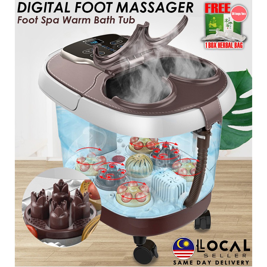(Free Herbal Pack) Foot Spa Bath Massager Therapy Motorized Rolling ...