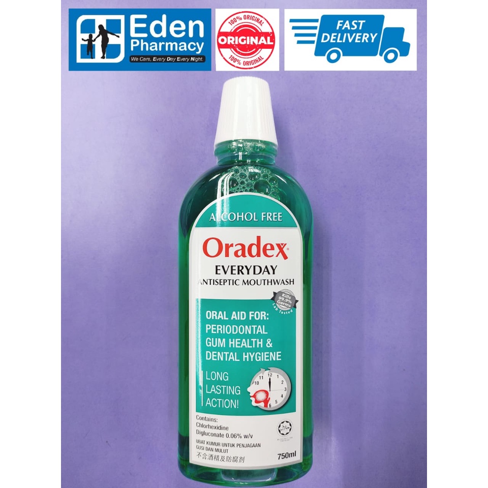 Oradex Everyday Antiseptic Mouthwash, oradex GREEN ( 750ml ) | Shopee ...