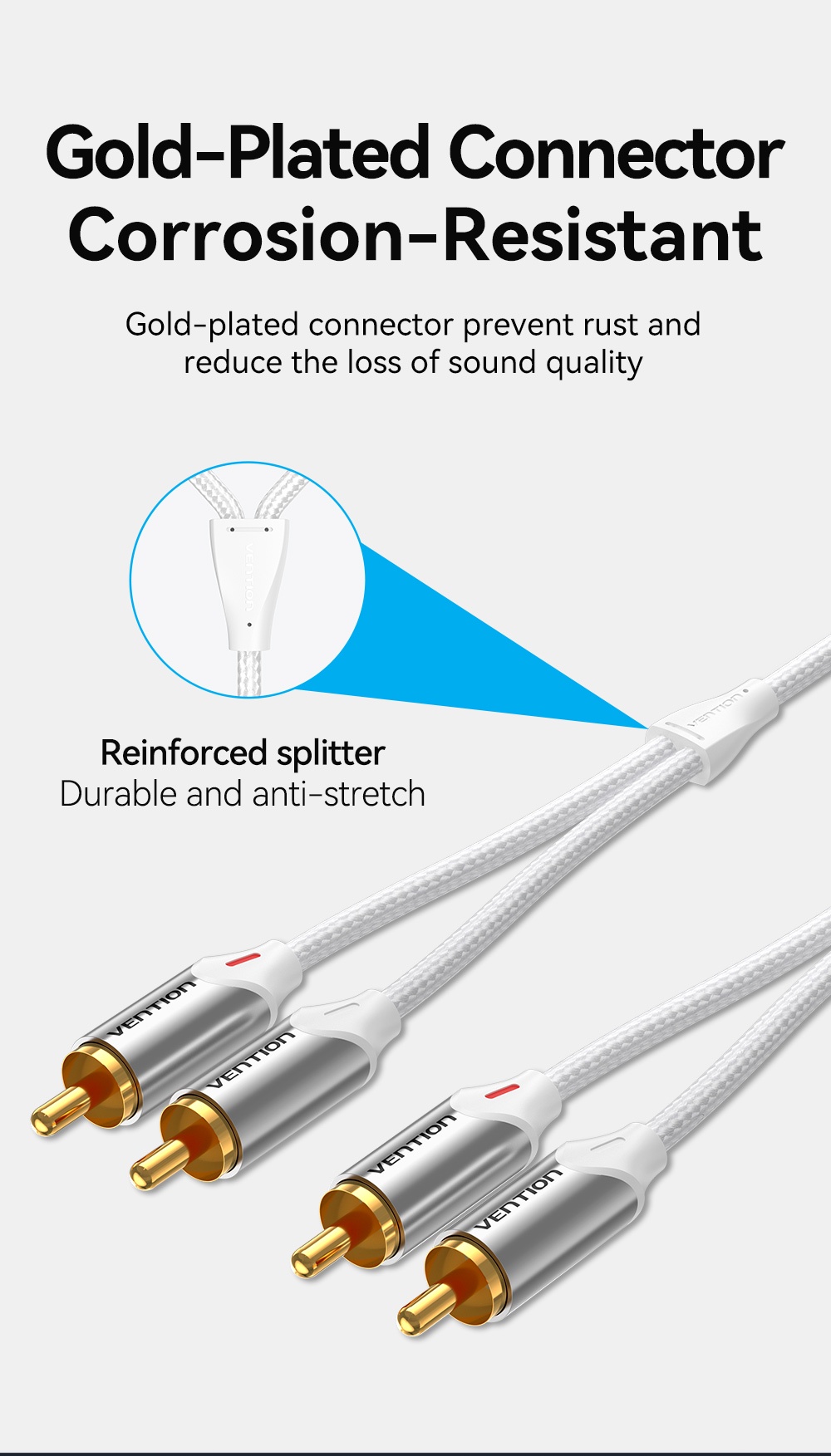 Vention RCA Cable 2RCA Male to Male Audio Cable 29AWG Hi-Fi Quality ...