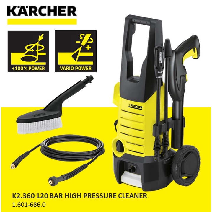 Karcher K2.360 120 Bar High Pressure Cleaner / Water Jet With Wash Brush & Acc. - 1.601-686.0 ...