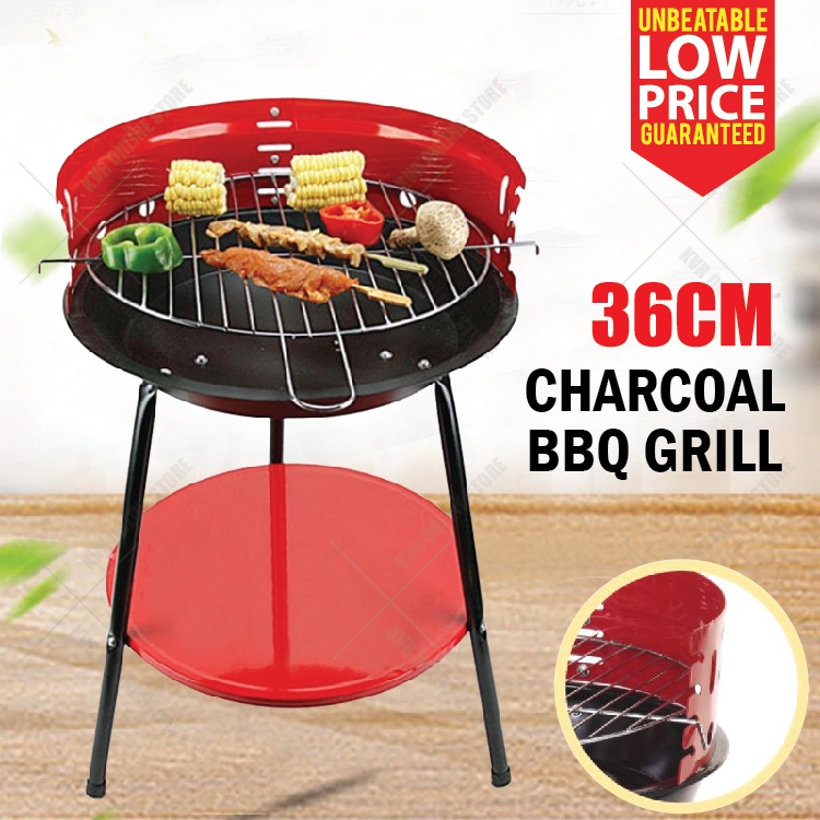 36CM Portable Round Charcoal Barbecue BBQ Grill Stove Tabletop Picnic ...