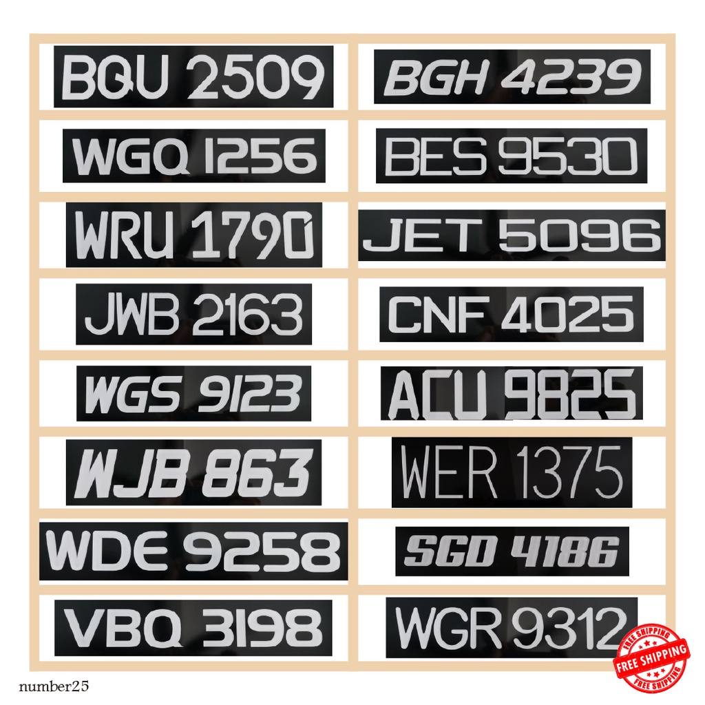 Kereta Number Plate Acrylic Font White 3D (16 Different Design ...