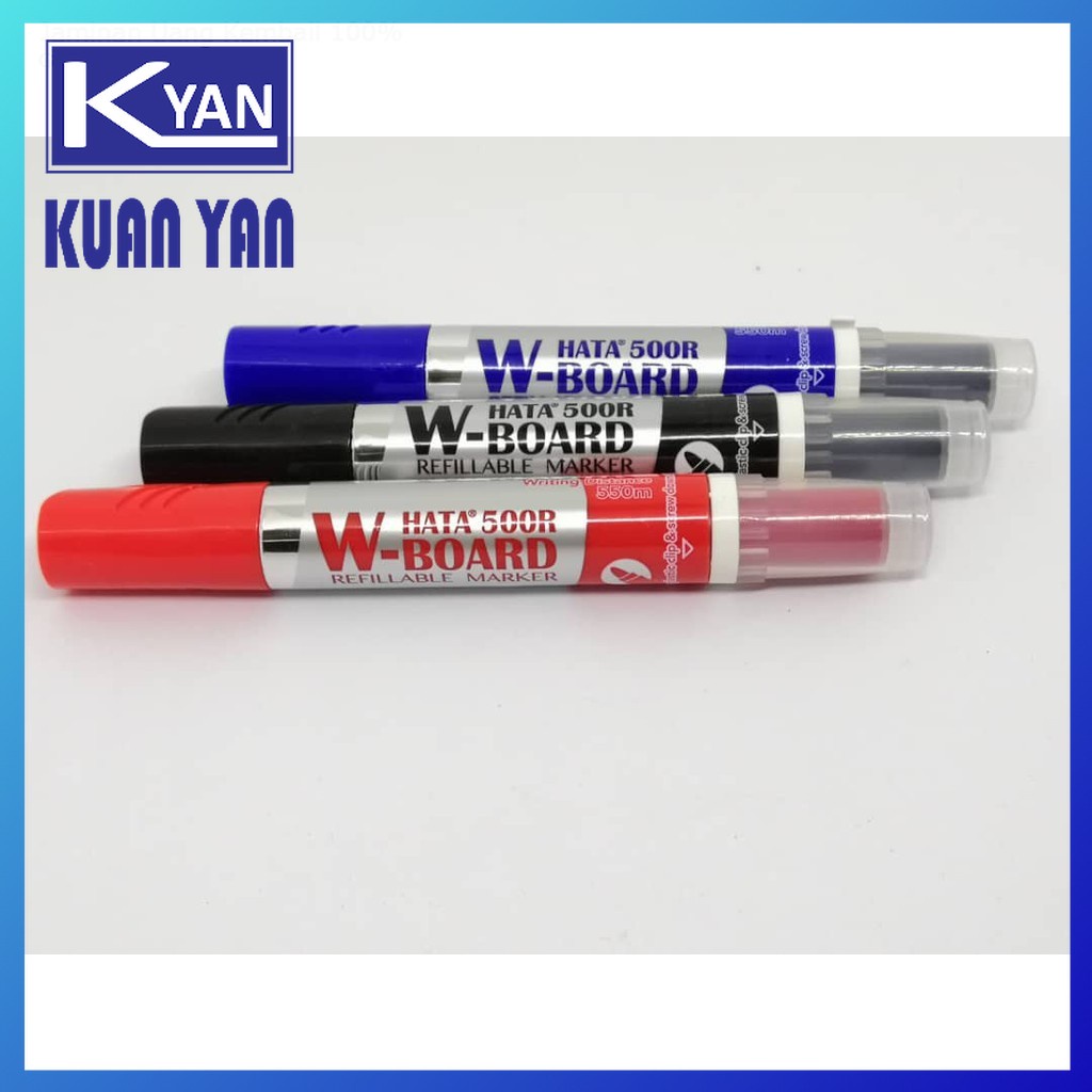 Hata Whiteboard Marker Pen 500 Refillable | Black, Blue, Red | Shopee ...