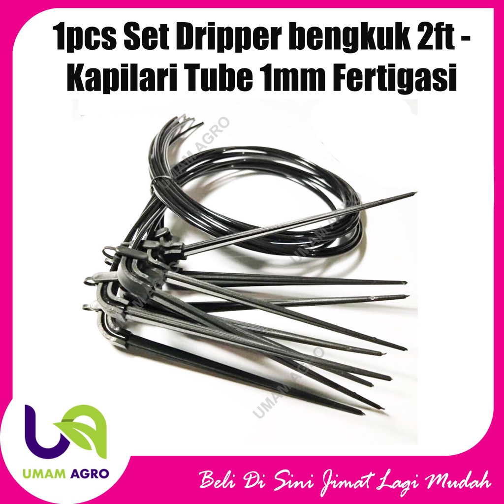 1pc Set Dripper bengkuk 2ft - Kapilari Tube 1mm Fertigasi Siap Pasang ...