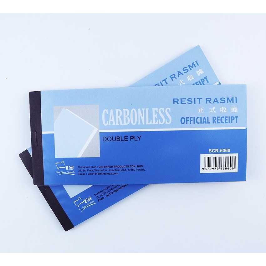UNI Carbonless Official Receipt Book / Resit Rasmi 2ply (25sets) NCR S ...