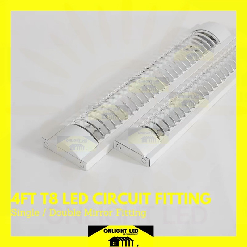 1.2M 4FT Single / Double Circuit Fitting LED T8 Mirror Fitting | Shopee ...