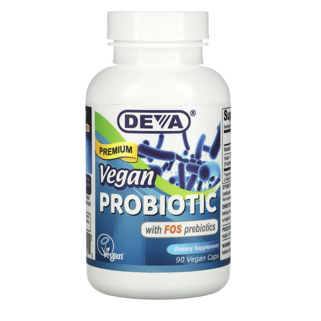 Deva, Premium Vegan Probiotic with FOS Prebiotic, 90 Vegan Caps, 100% ...