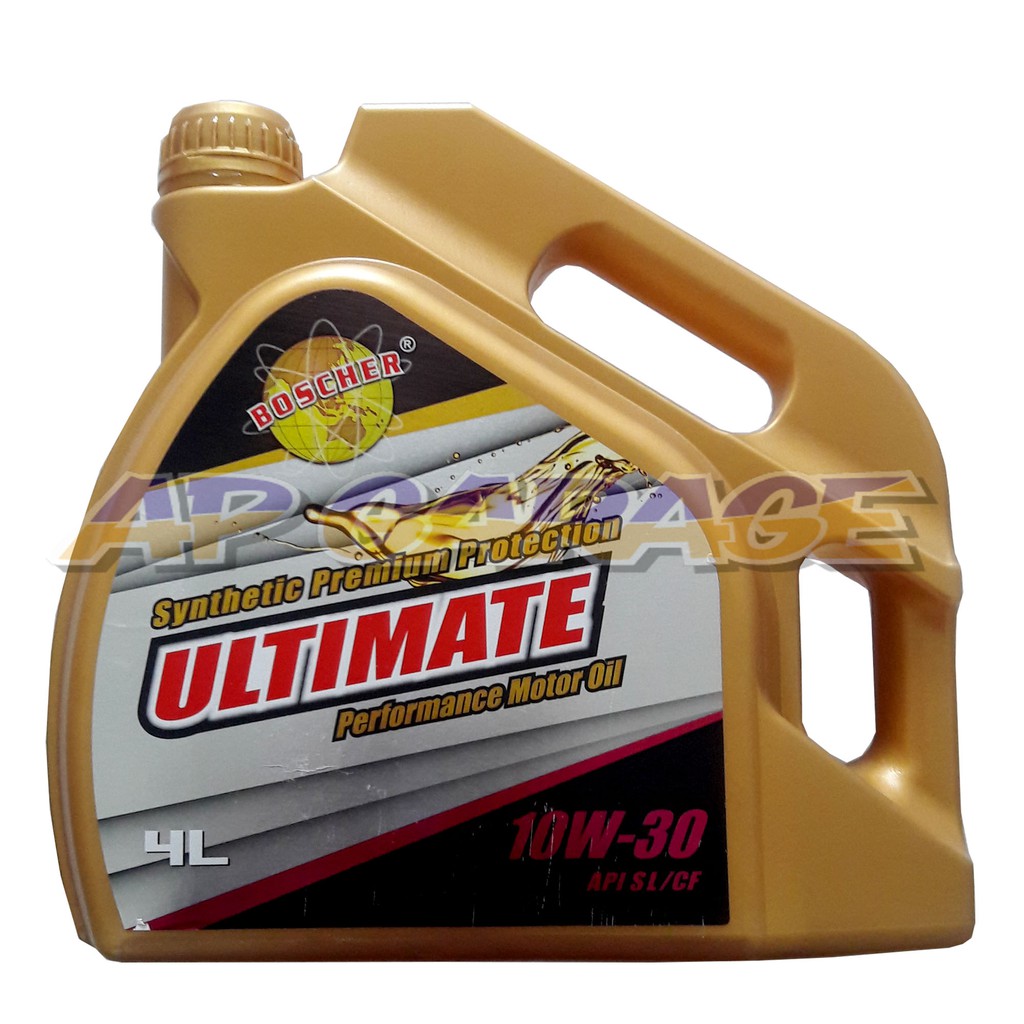 BOSCHER Synthetic Premium Protection Ultimate Performance Motor Oil 10w-30 API SL/CF 4L 4Litres ...