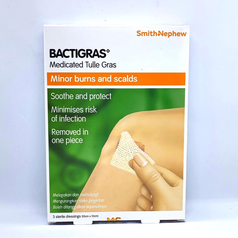 Smith & Nephew Bactigras (Medicated Tulle Gras) 3s 10cm x 10cm (EXP 06/ ...