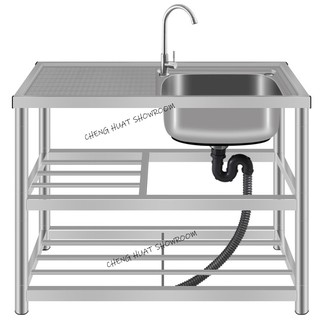 [READY STOCK] Stainless Steel Single Kitchen Sink With Stand Rak Sinki ...