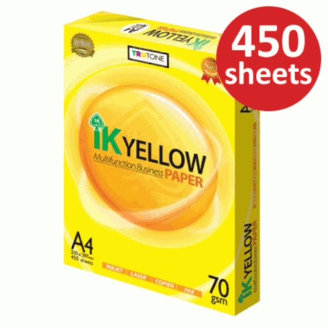 IK YELLOW A4 COPIER PAPER 70gsm X 450's | Shopee Malaysia