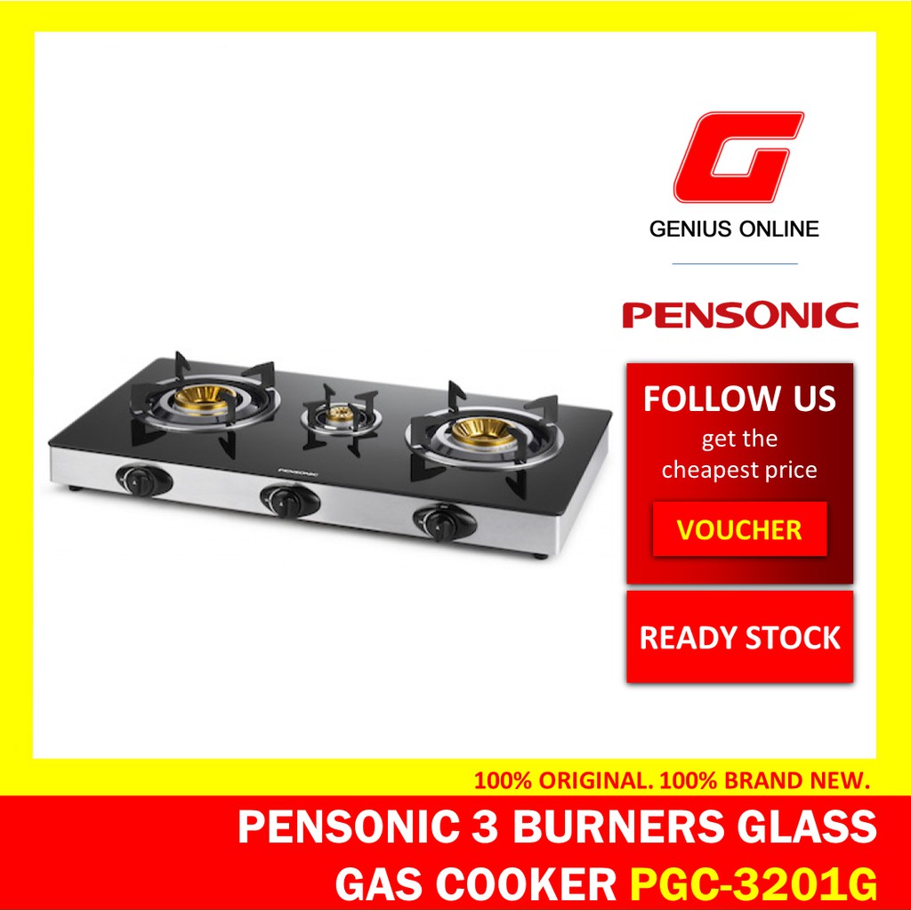 PENSONIC 3 BURNERS GLASS GAS COOKER PGC-3201G | Shopee Malaysia